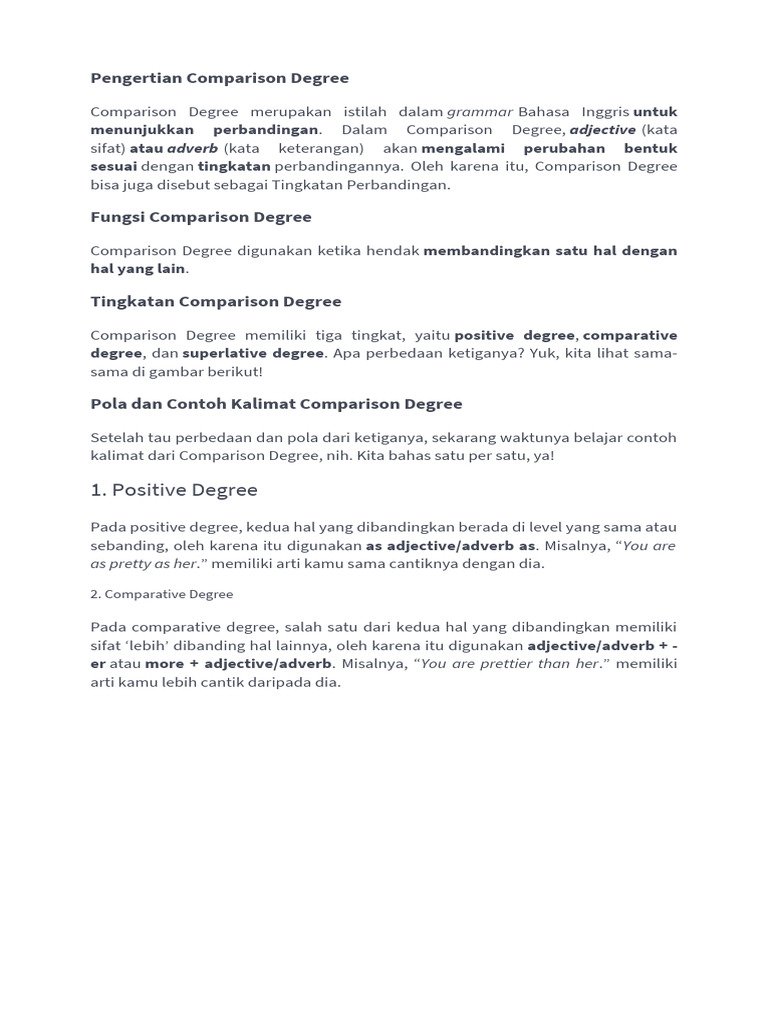 Pengertian Comparison Degree | PDF
