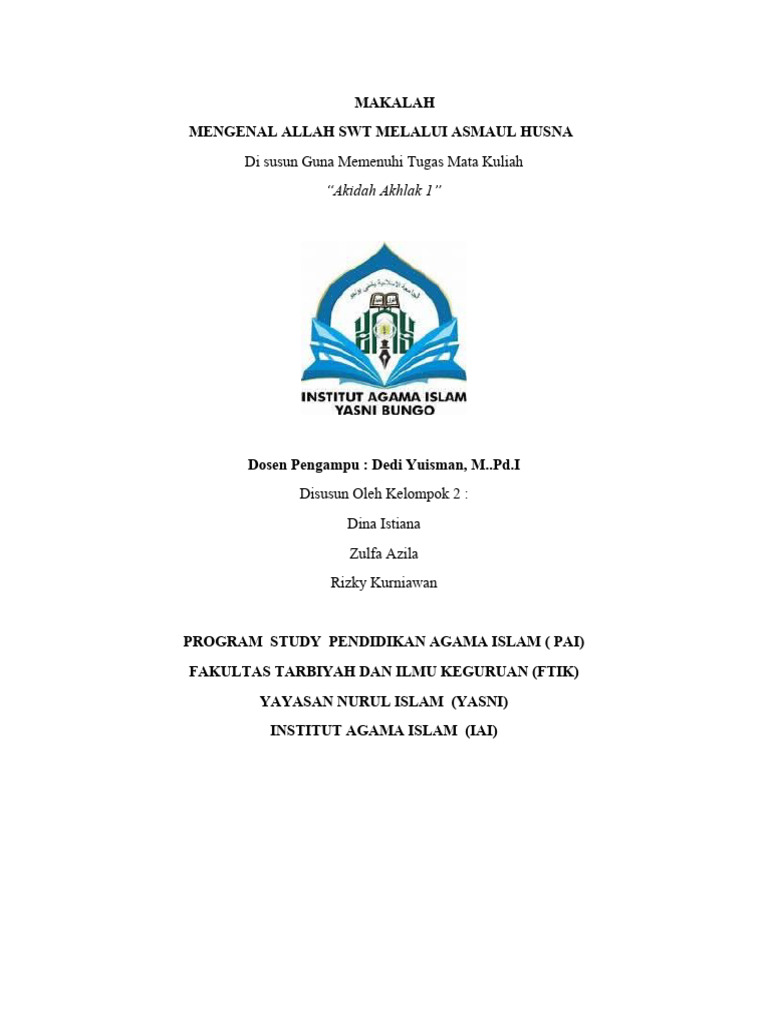 Makalah Kelompok 2 Asmaul Husna Akidah Akhlak Komplit | PDF