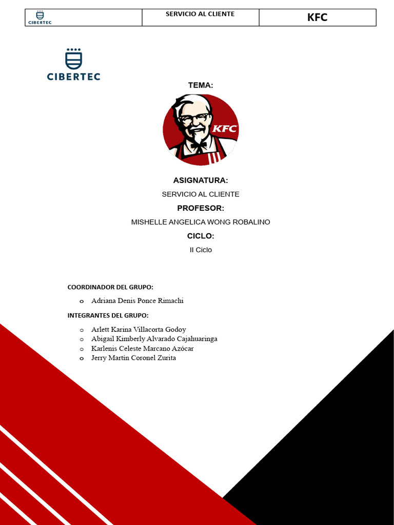 KFC (Proyecto de Servicio Al Cliente) | PDF