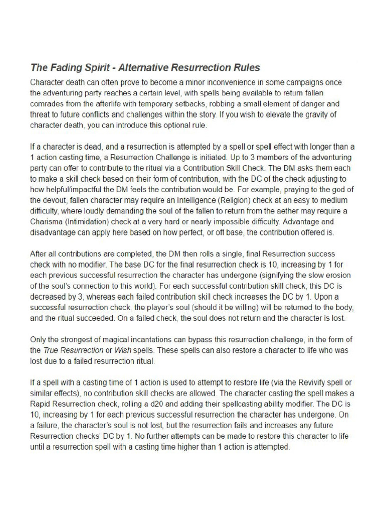 Resurrection Rules | PDF