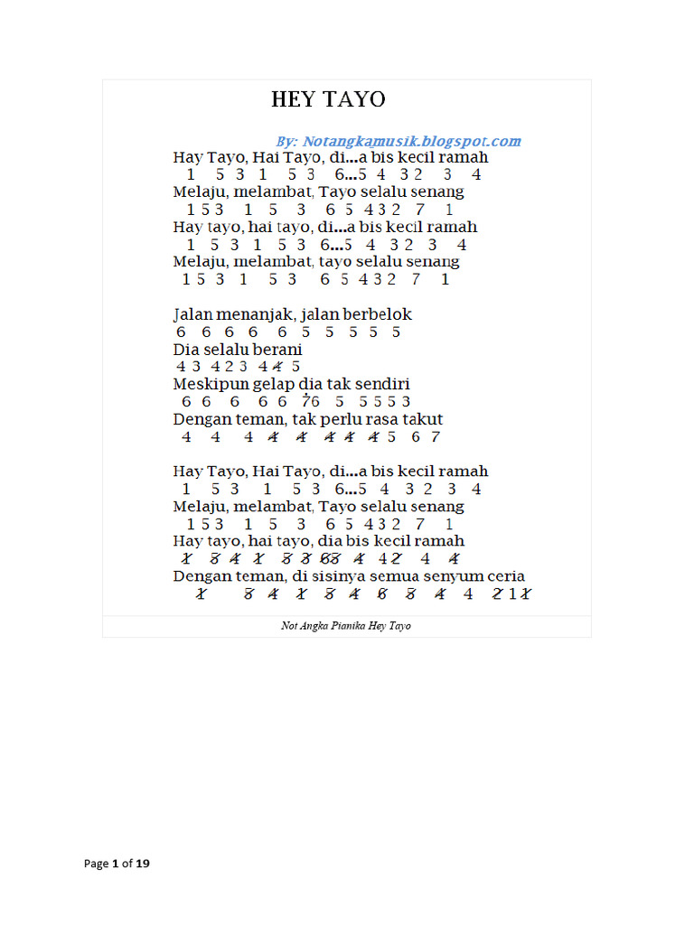 Not Lagu Anak | PDF