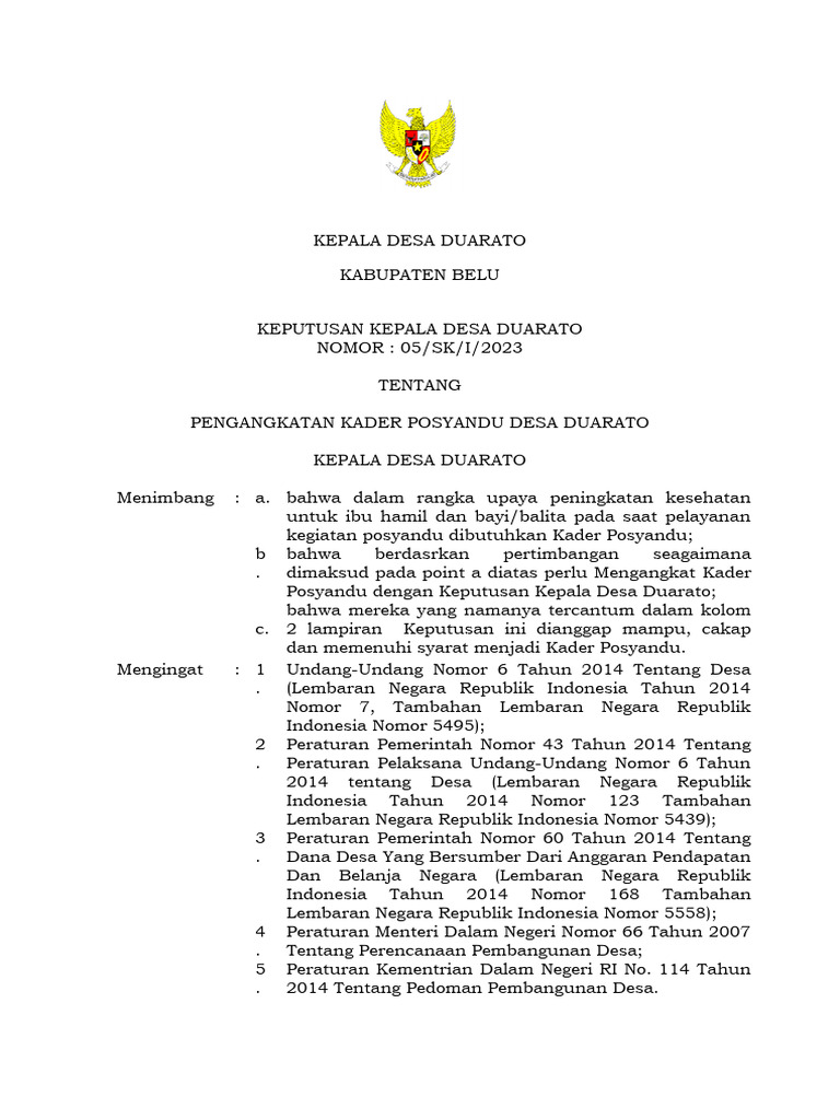 SK Kader Posyandu | PDF SK Kader Posyandu | PDF