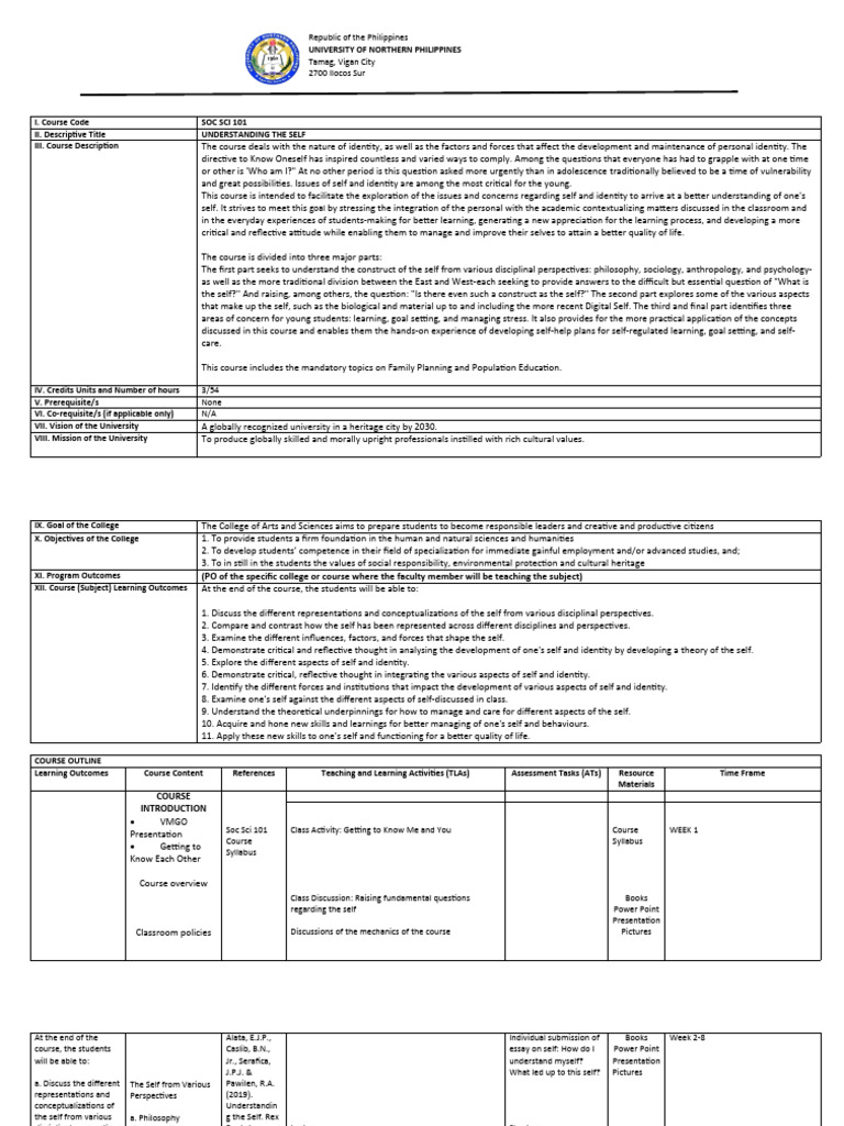 Syllabus Soc Sci 101 Uts 2023 Weekly 1 | PDF