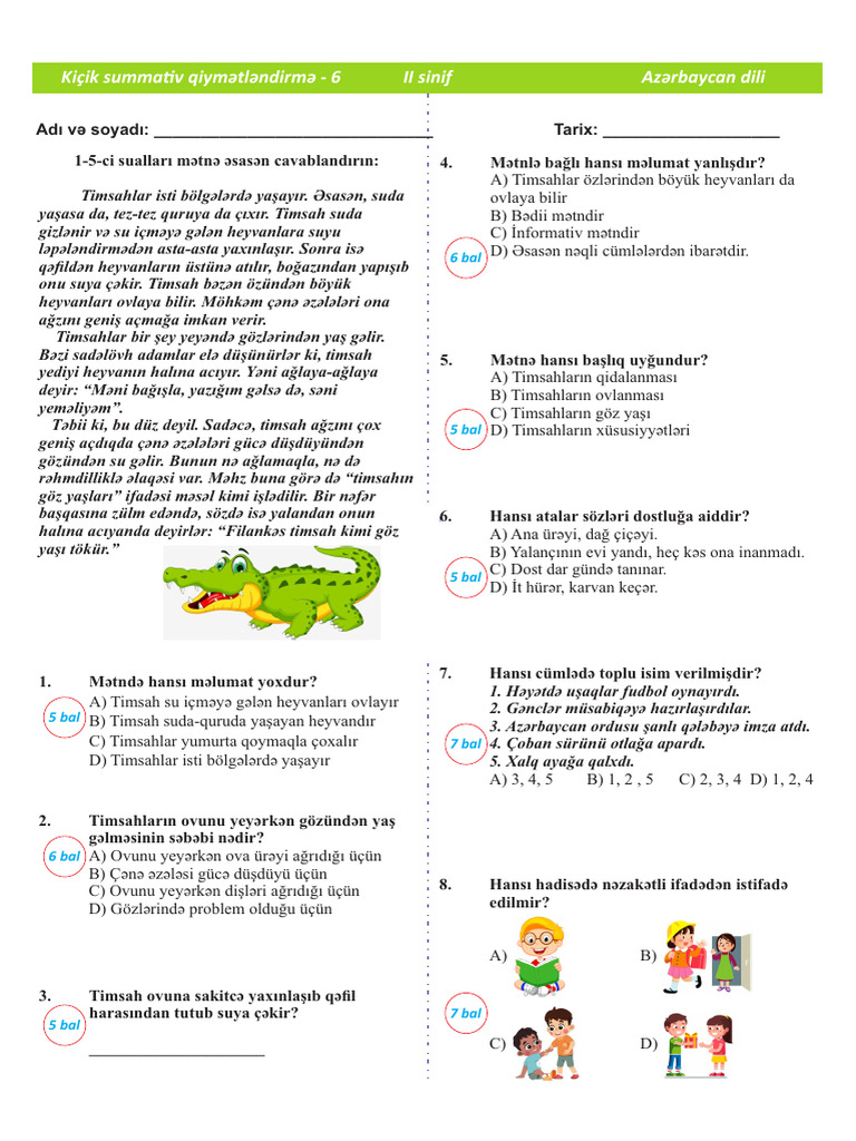 Azerbaycan Dili KSQ 6 - 2ci Sinif | PDF