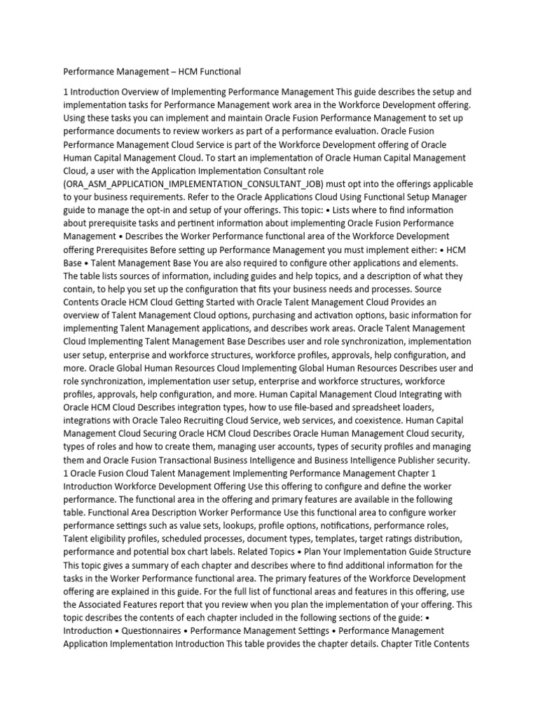 Performance Management - HCM Functional | PDF | Business | Technology ...