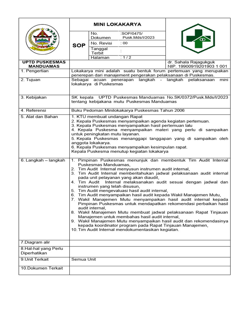 Sop MINI LOKAKARYA | PDF | Bisnis