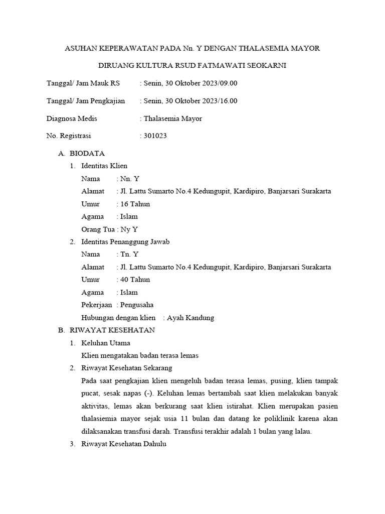 Askep Thalasemia Kurang Eval | PDF