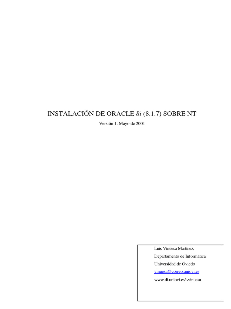 INSTALACIÓN DE ORACLE 8i (8.1.7) SOBRE NT | PDF