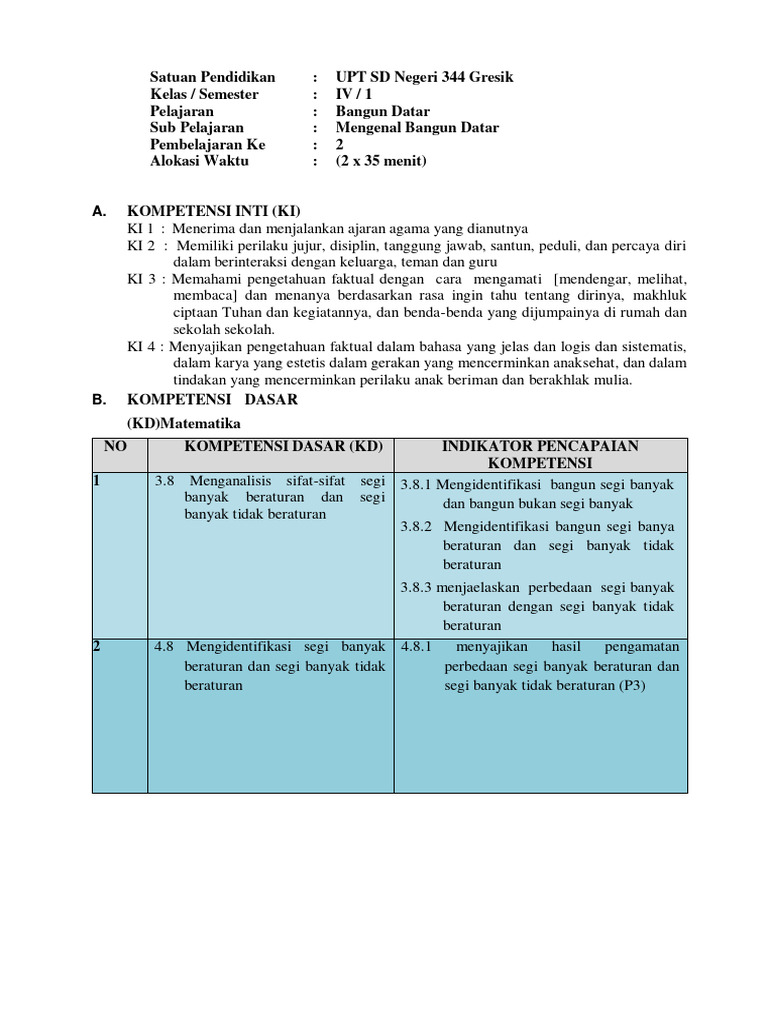 RPP Segi Banyak | PDF
