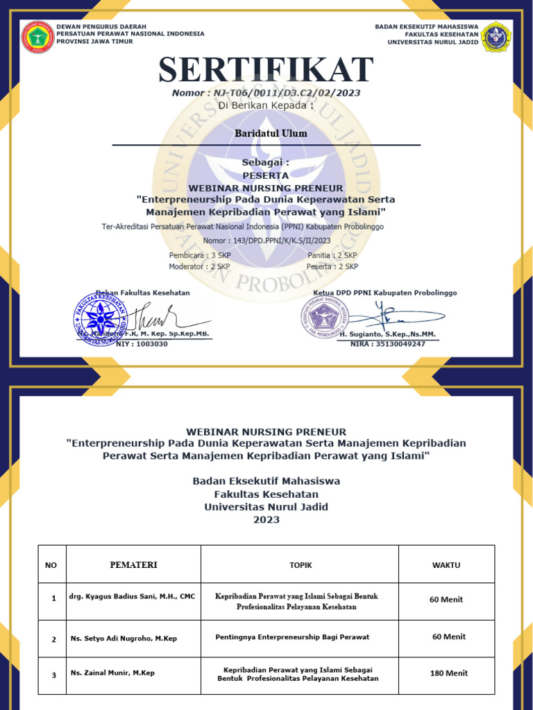Sertifikat Webinar Nama Lengkap | PDF