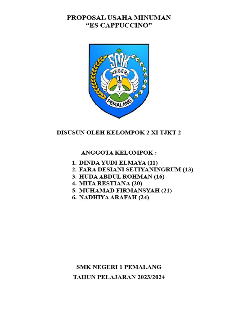 PROPOSAL USAHA ES CAPPUCINO Kel2 XI TJKT 2 | PDF PROPOSAL USAHA ES CAPPUCINO Kel2 XI TJKT 2 | PDF