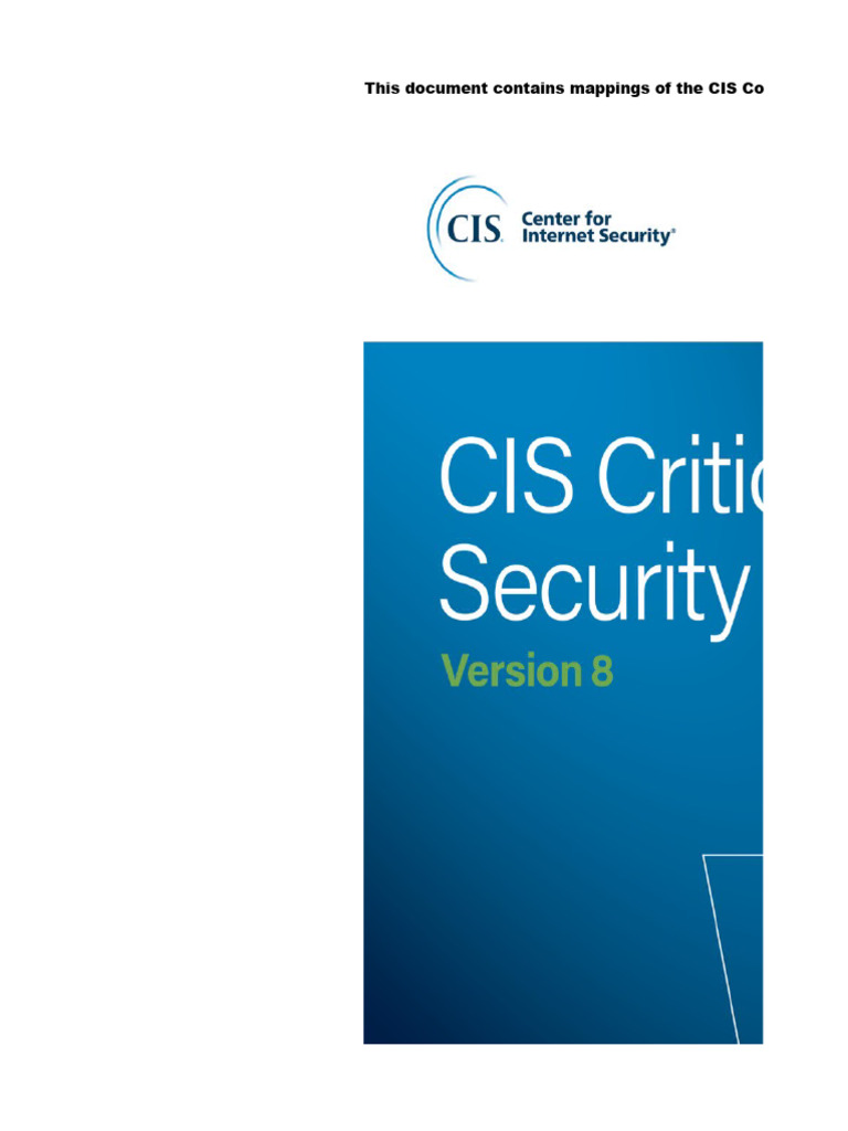 Cis Controls v8 Mapping To Nist CSF Final 06-11-2021 | PDF