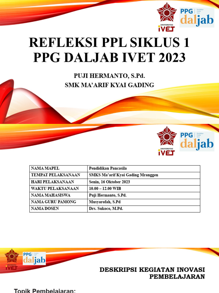 REFLEKSI PPL Siklus 1 | PDF