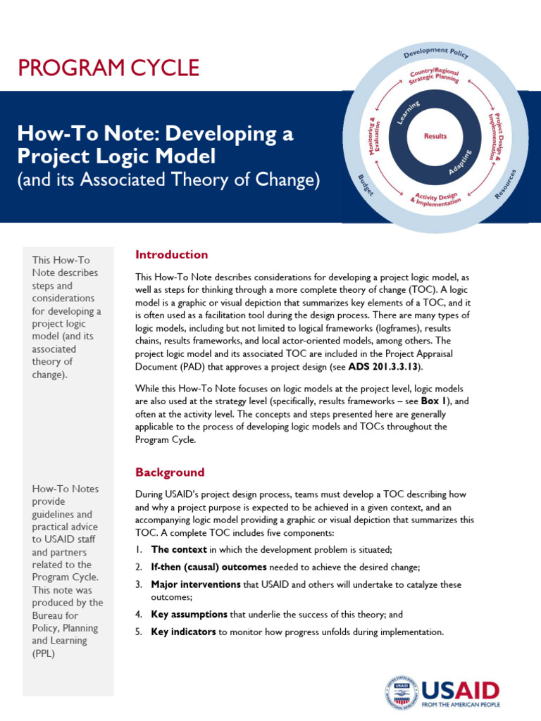 Project Logic Model How To Note Final Sep1 | PDF