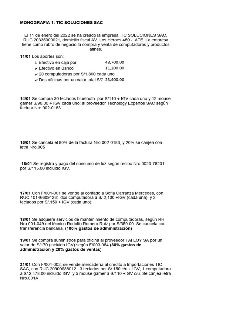 Balance de Tic Soluciones | PDF