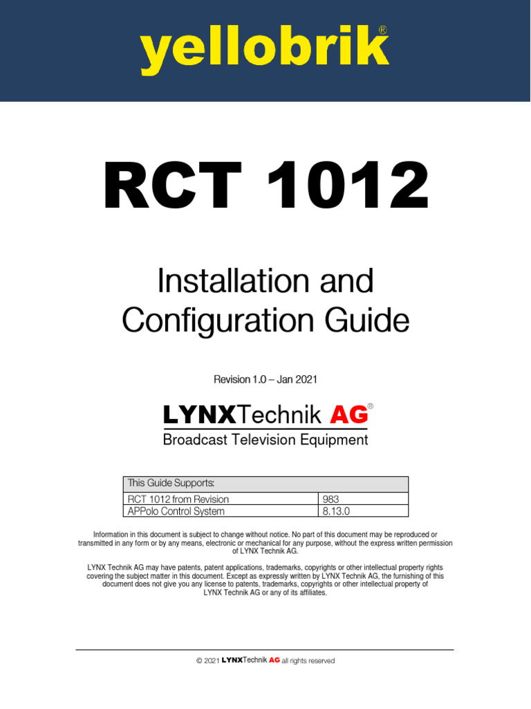RCT 1012 Installation and Configuration Guide v1.0 | PDF