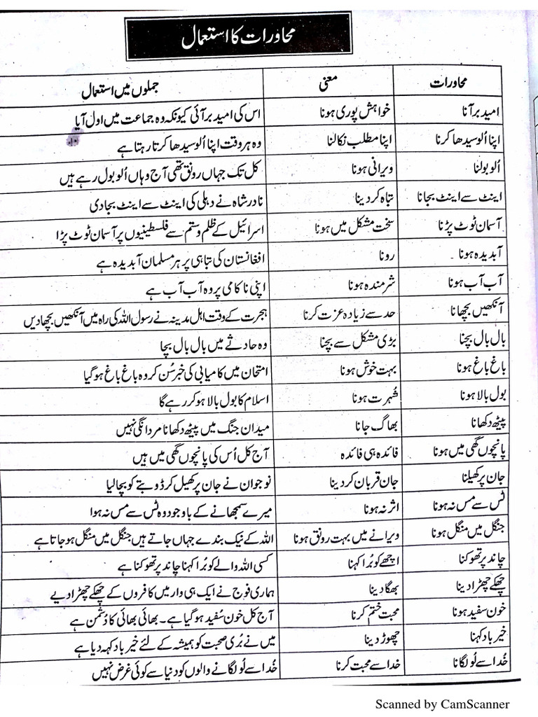 Urdu Muhawra | PDF
