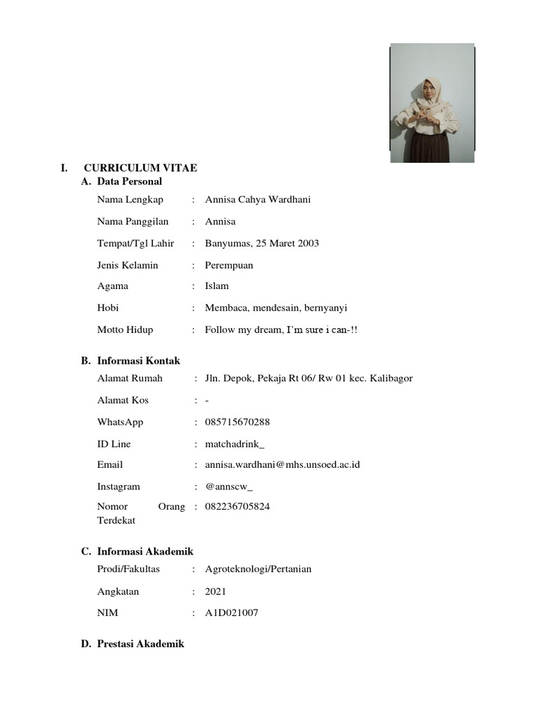 CV - Annisa Cahya Wardhani | PDF