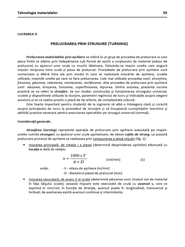 Prelucrarea Prin Strunjire | PDF