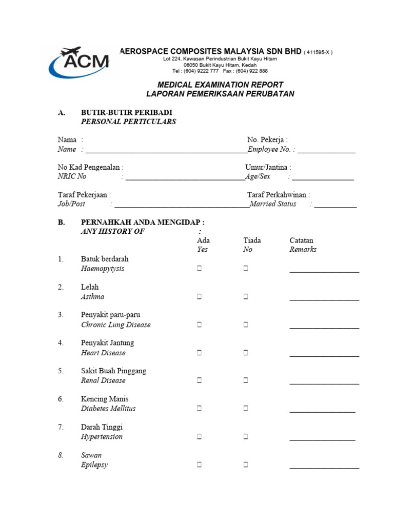 Medical Check-Up Form | PDF