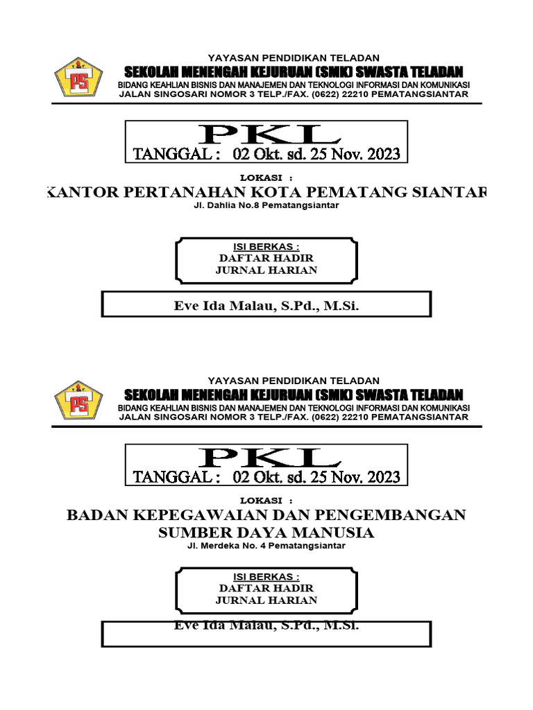 Label Amplop PKL Eve Ida Malau | PDF | Karier & Perkembangan