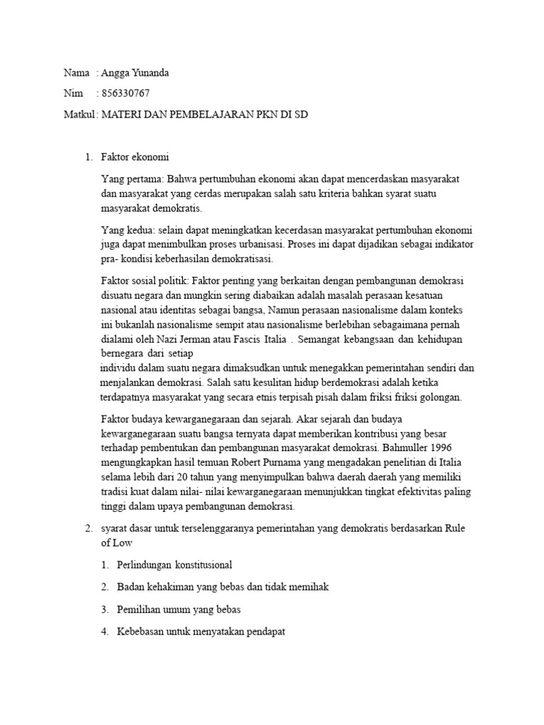 Tugas 3 Materi Dan Pembelajaran PKN Di SD | PDF | Politik