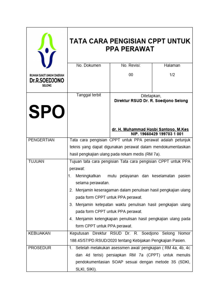 Spo Edit Tata Cara Pengisian CPPT Untuk Ppa Perawat | PDF | Sains ...