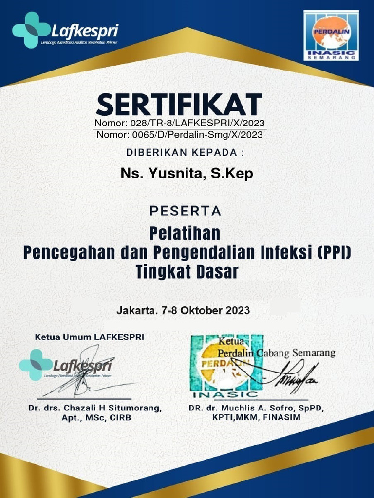 Sertifikat Pelatihan PPI Dasar-1 | PDF