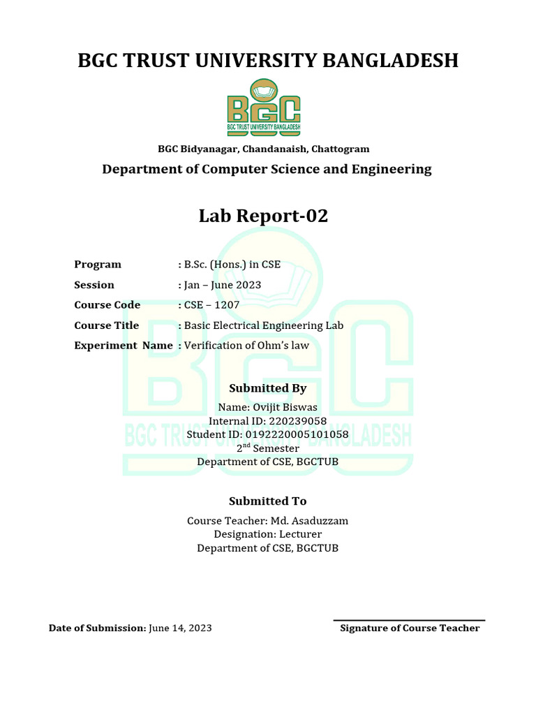 CSE Lab Reports: Electrical Engineering | PDF