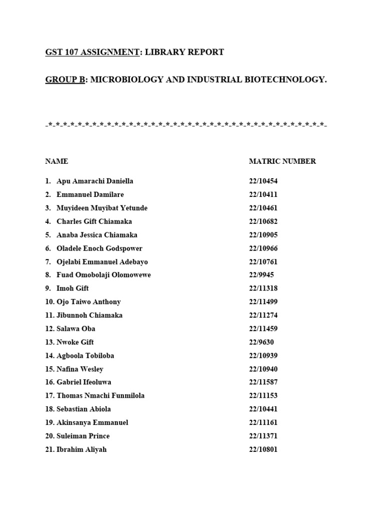 GST 107 Assignment (Group B) MCB | PDF