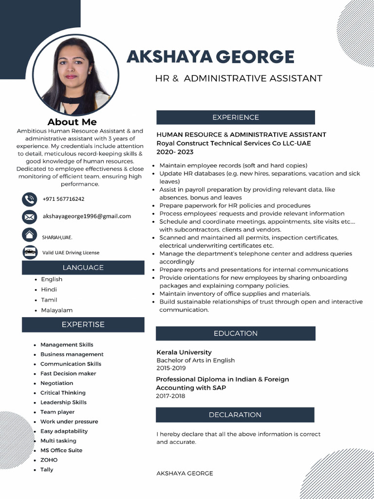 Akshaya George HR Administrative Assistant | PDF