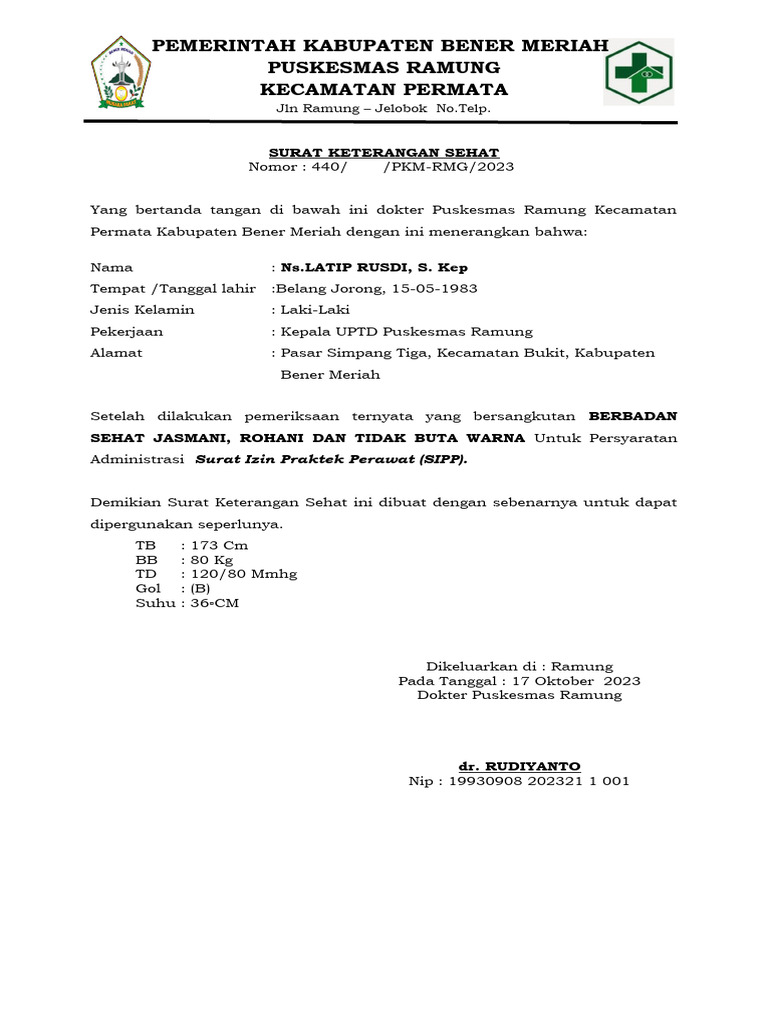 SURAT KETERANGAN SEHAt PPPK | PDF