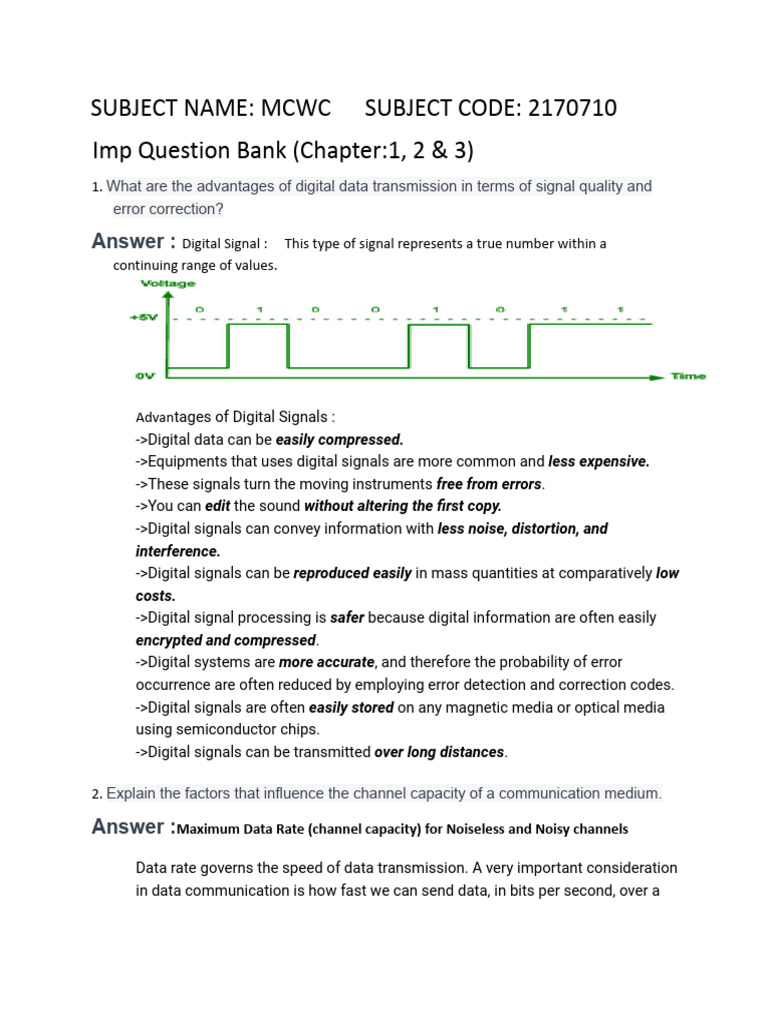 MCWC QUESTION Bank | PDF
