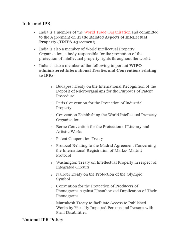 India and IPR | PDF