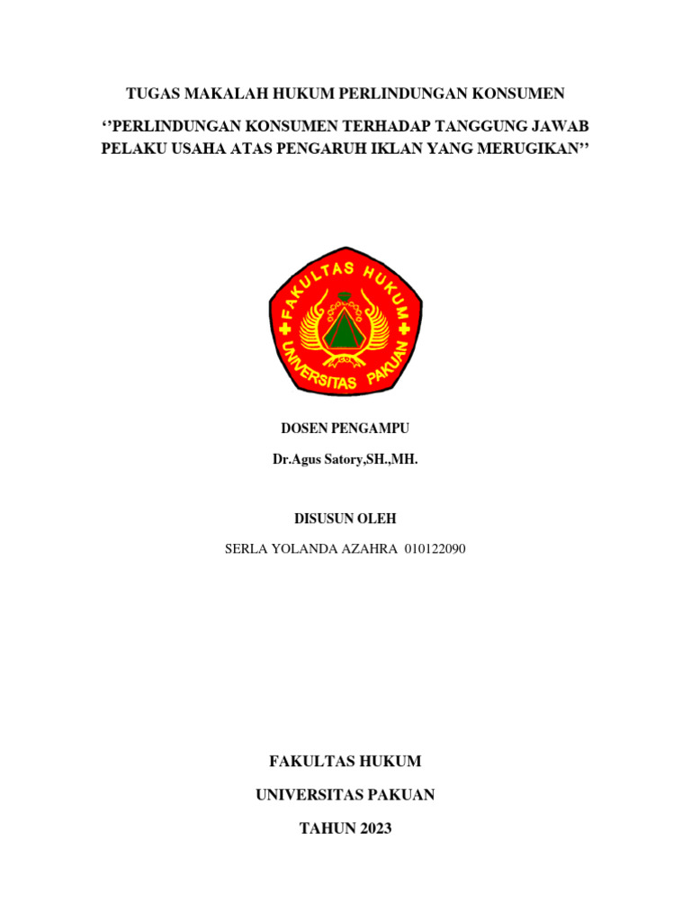Makalah Perlindungan Konsumen | PDF Makalah Perlindungan Konsumen | PDF