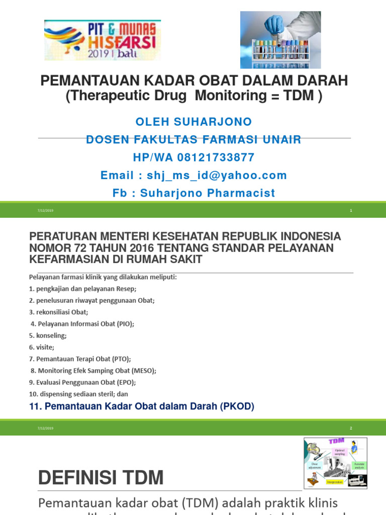 Pemantauan Kadar Obat Dalam Darah, Pemantauan Terapi Obat Sesuai | PDF