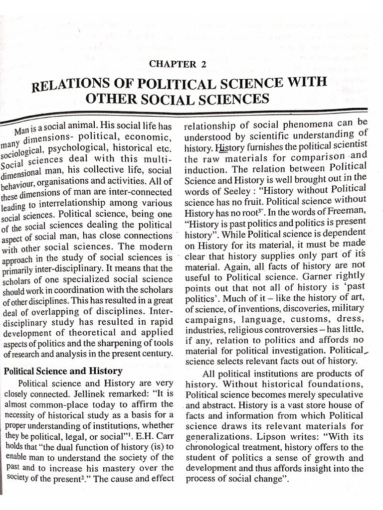 Political Science and Its Relation With Law and Other Social Science | PDF