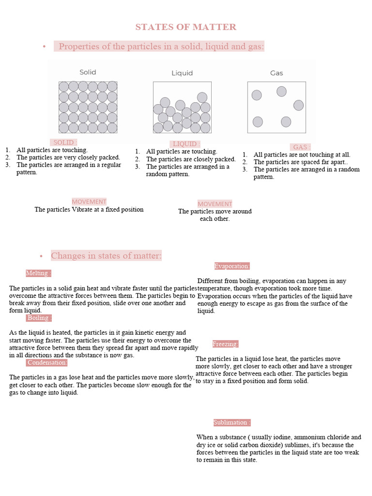Igcse Chemistry States of Matter | PDF