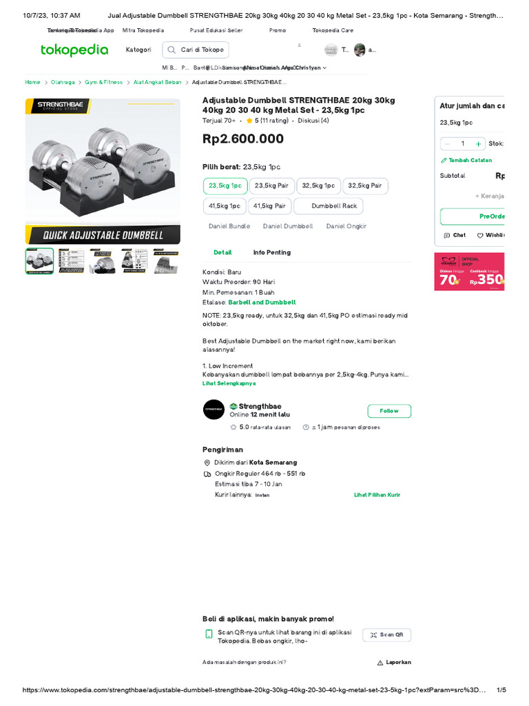 Dumbbell Adjustable STRENGTHBAE | PDF
