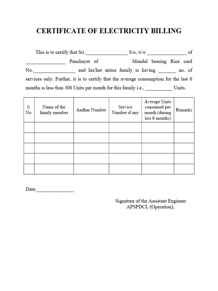 5 Certificate of Electricity Billing | PDF