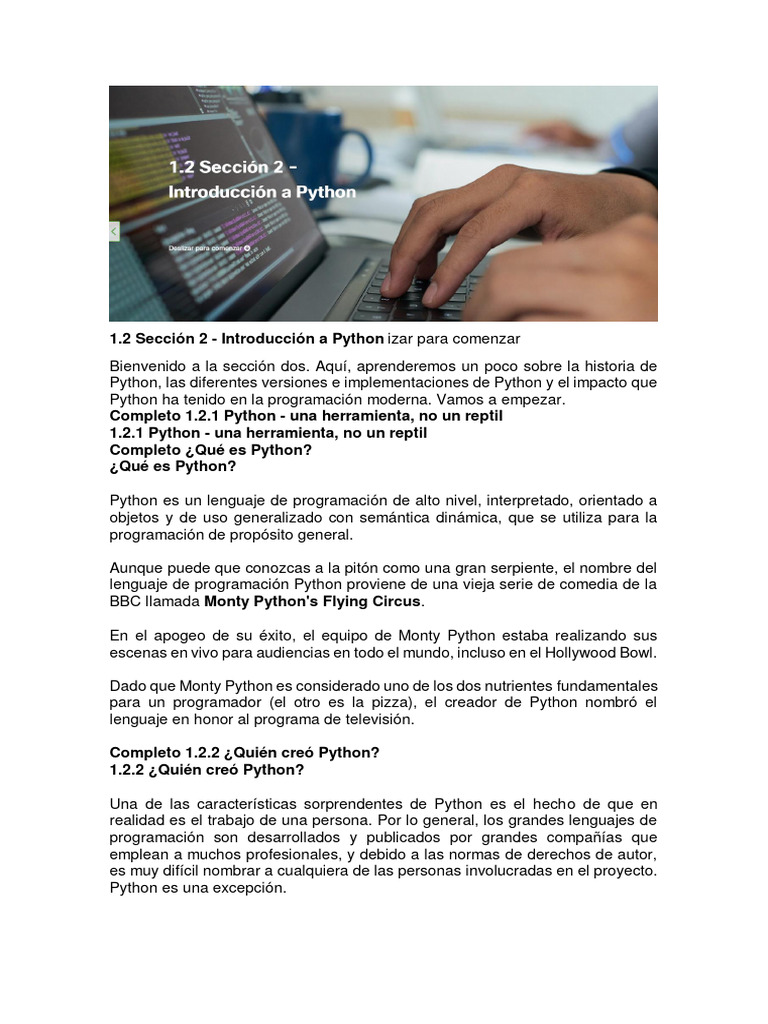 1.2 Sección 2 Introducción A Python | PDF