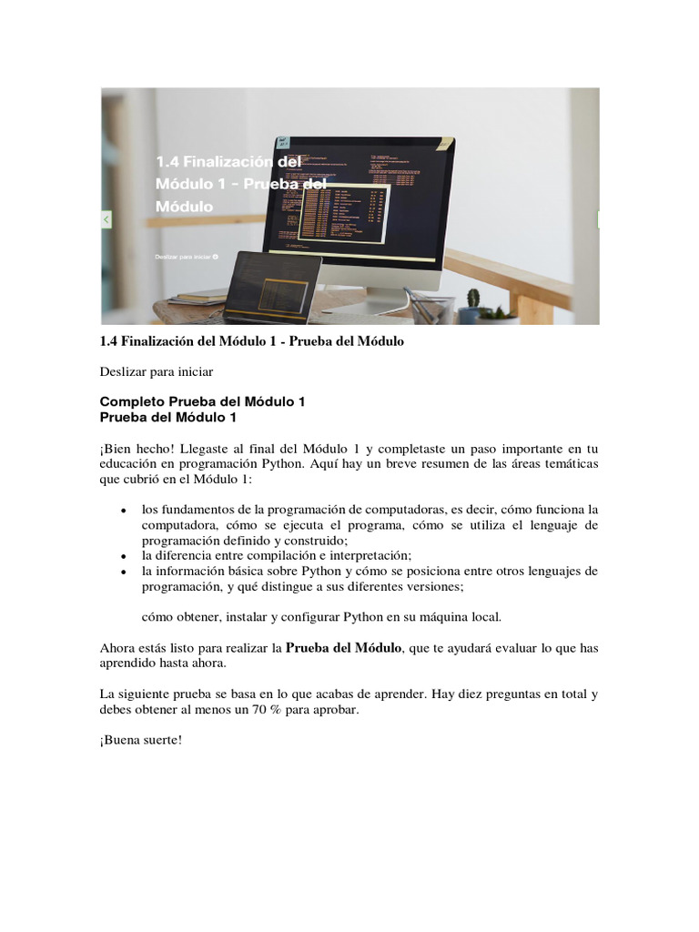 1.4 Finalización Del Módulo 1 Prueba Del Módulo | PDF