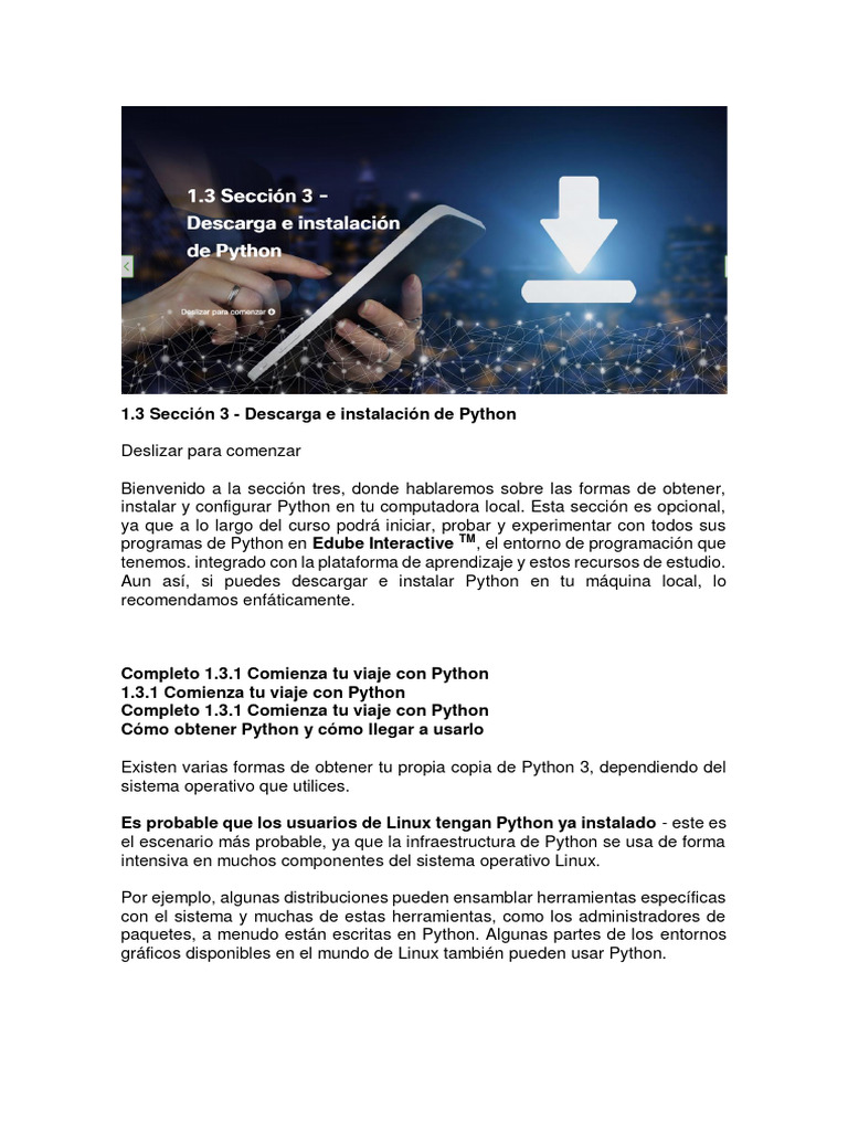 1.3 Sección 3 Descarga e Instalación de Python | PDF
