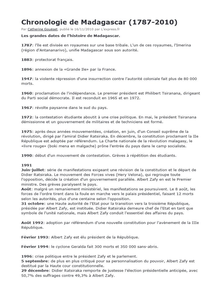 Chronologie de Madagascar | PDF