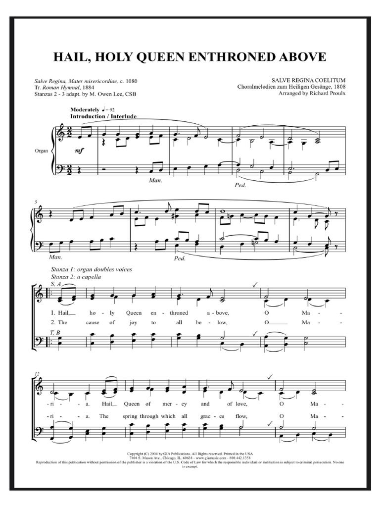 Hail Holy Queen Enthroned Original | PDF