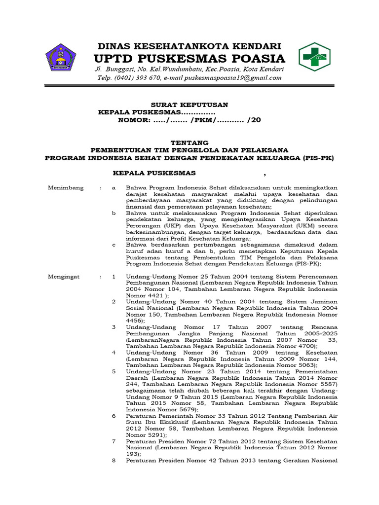 Contoh SK Pembentukan Tim Pengelola Dan Pelaksana | PDF