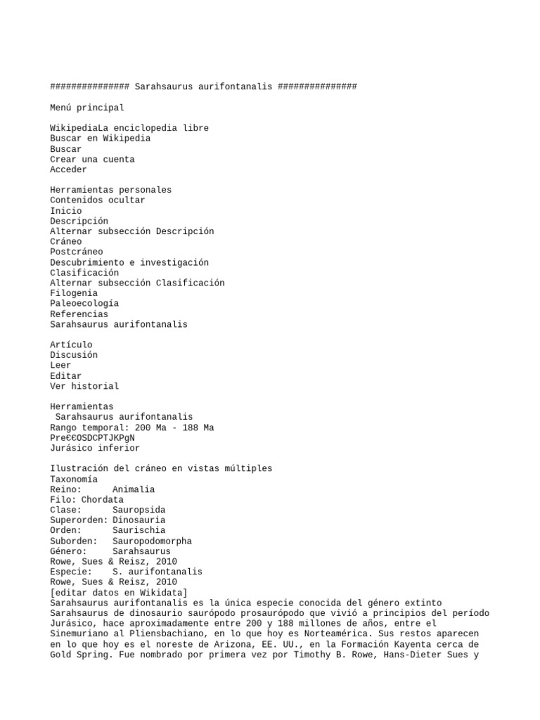 Sarahsaurus Aurifontana | PDF