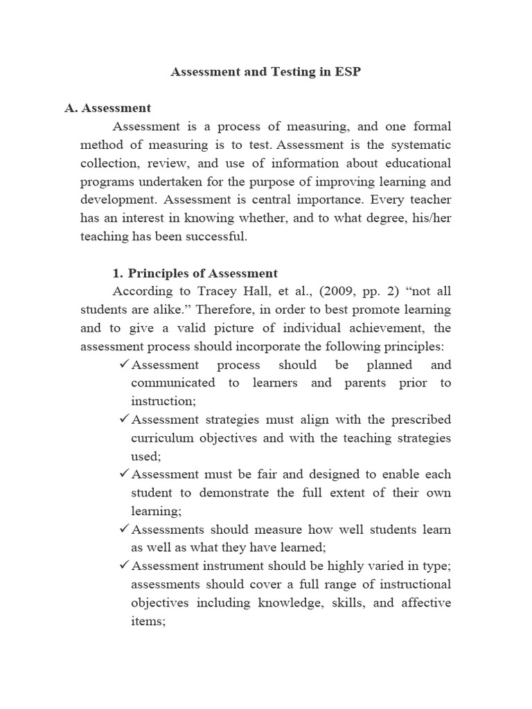 Assessment in ESP | PDF | Career & Growth