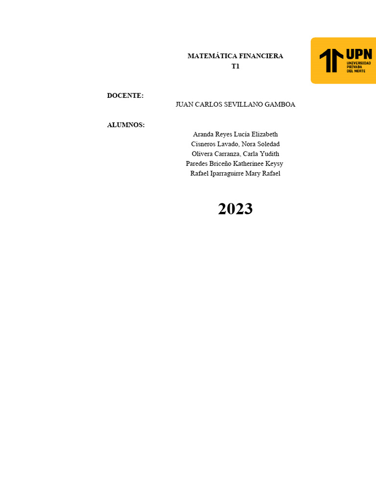 T1 - Matemática Financiera | PDF