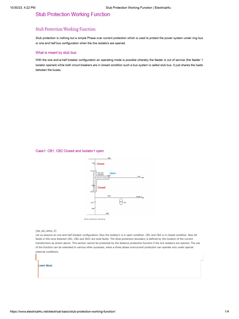 Stub Protection Working Function - Electrical4u | PDF